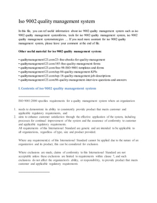 Iso 9002 quality management system | DOCX