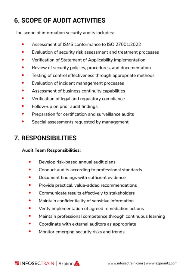ISO Audit 27001 2022 Audit Charter By InfosecTrain | PDF