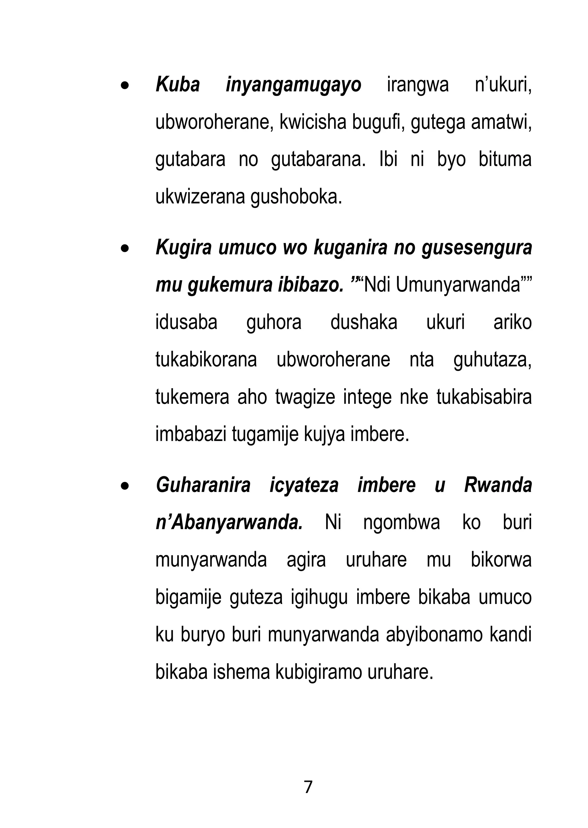 Isobanura Mpamvu ya Gahunda ya Ndi Umunyarwanda | PDF