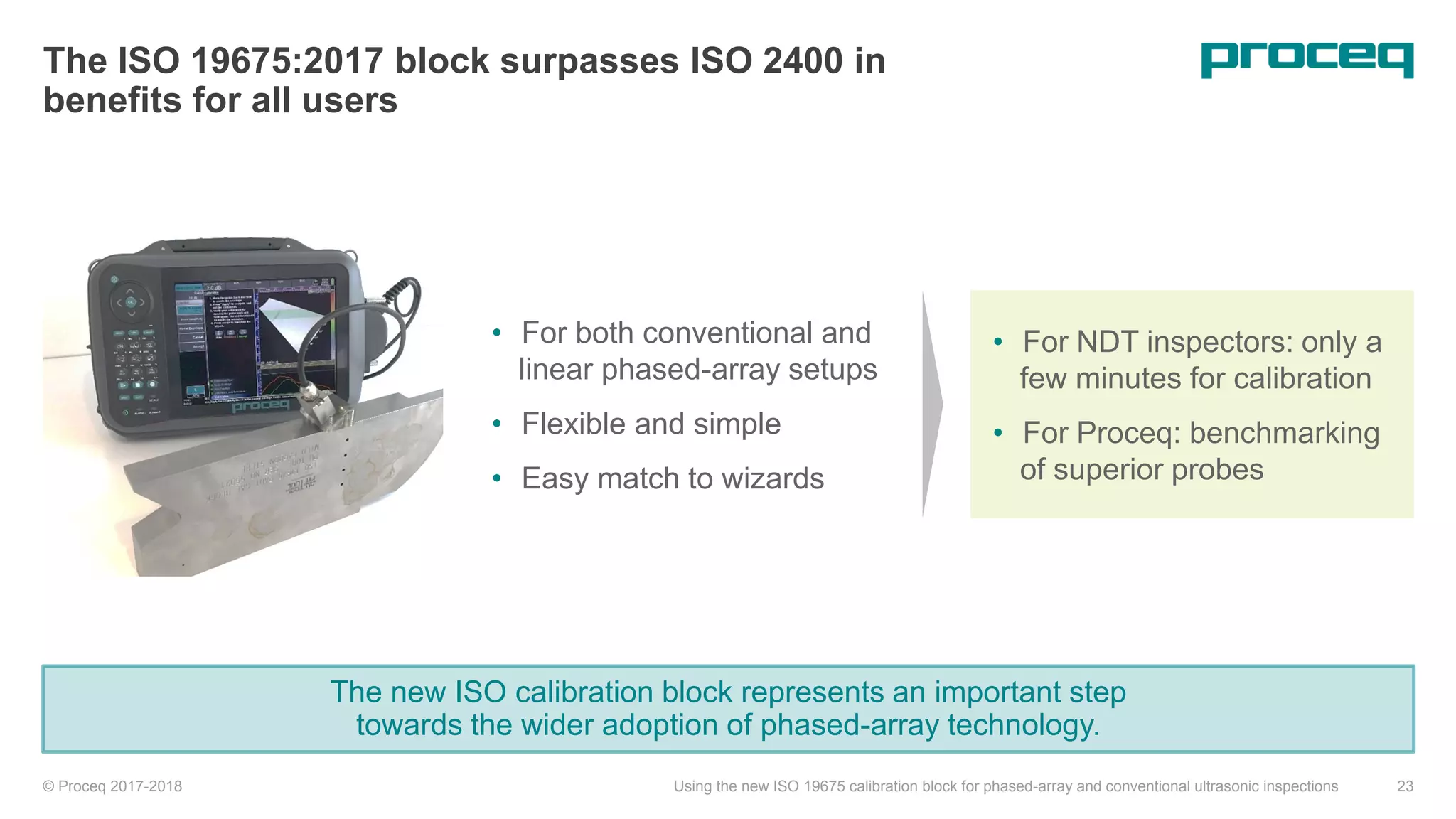 Using the new ISO 19675 calibration block for phased-array and ...