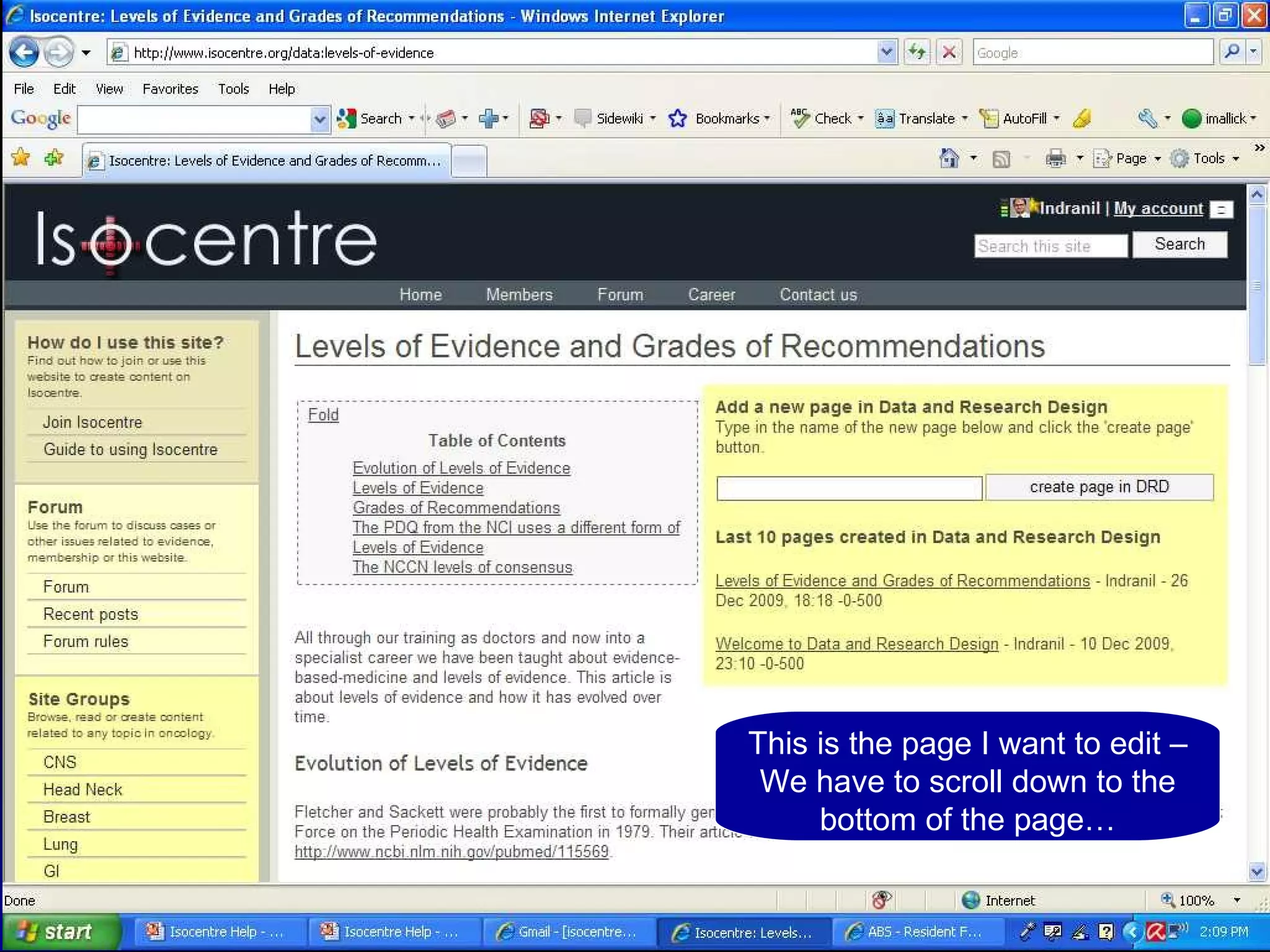 Isocentre Help Edit Page | PPT