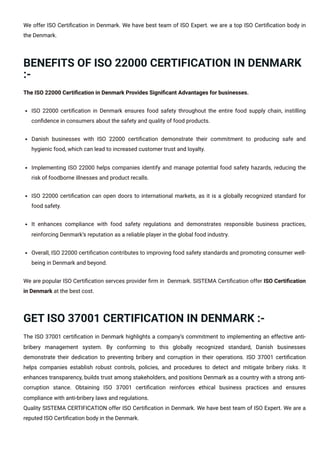 What are the Benefits of ISO 22000 Certification in Denmark? | PDF