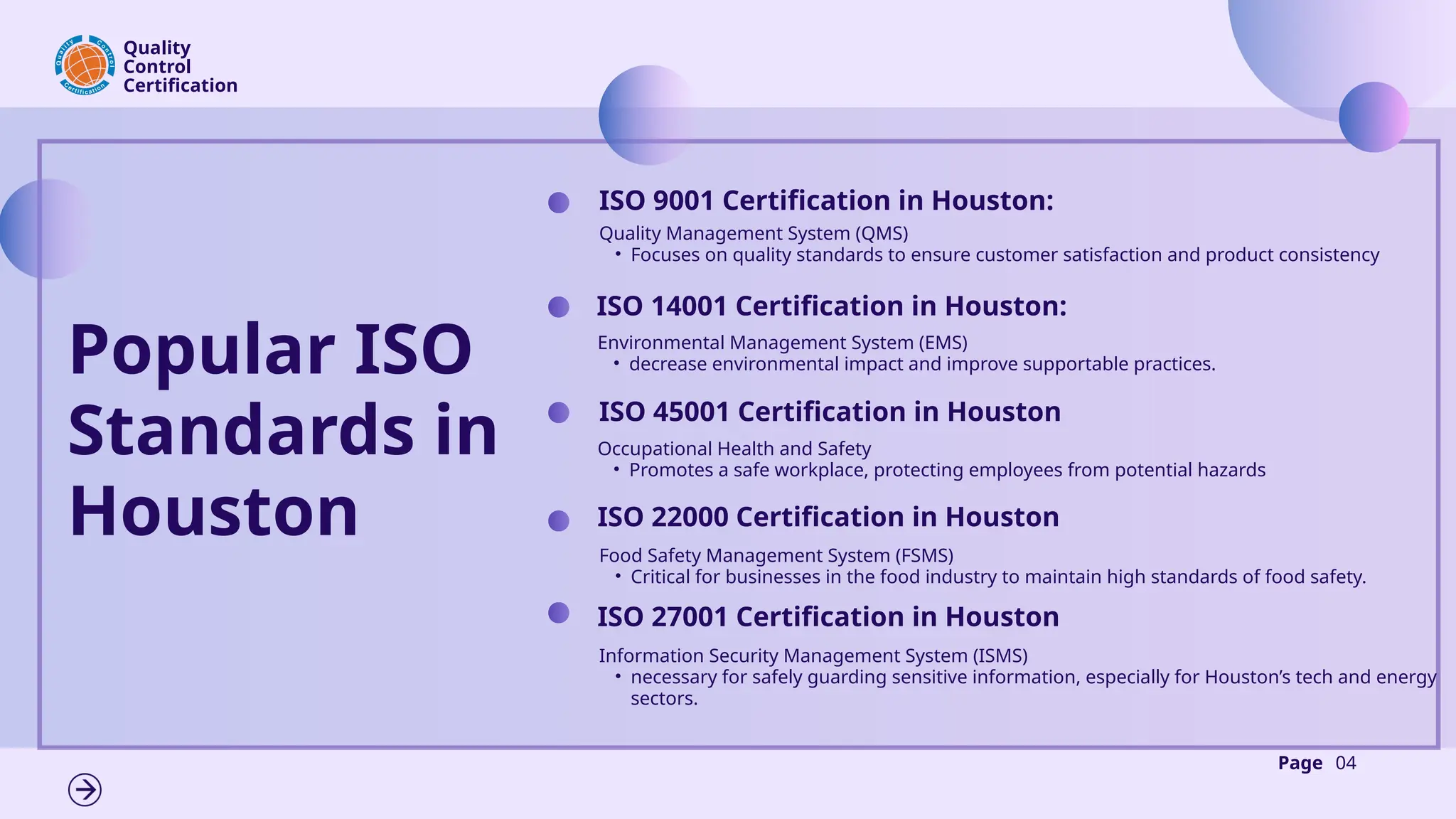 ISO Certification in Houston | Quality Control Certification | PPTX