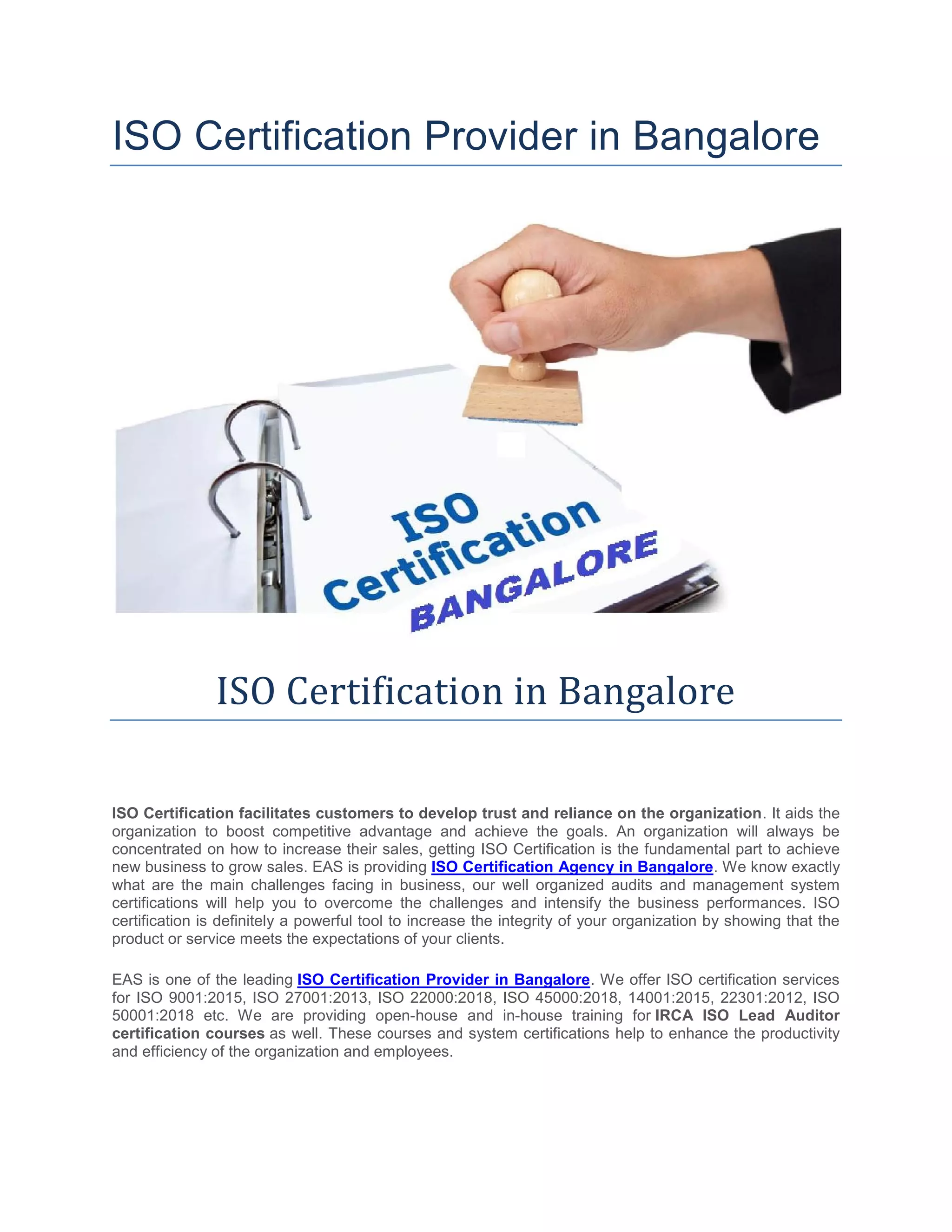 Iso certification provider in bangalore | PDF | Business | Business and ...