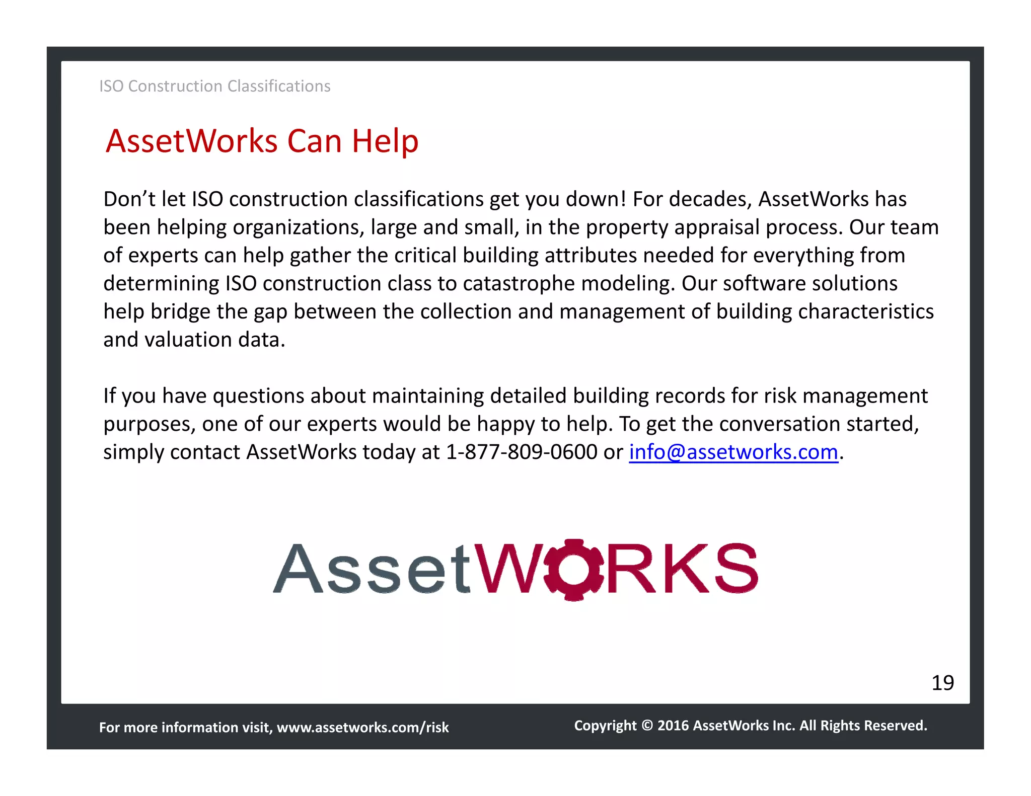 AssetWorks ISO Construction Classifications Quick Guide | PDF