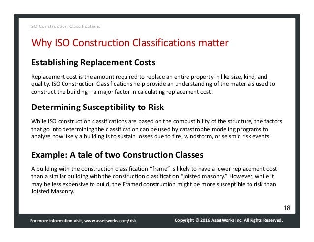 AssetWorks ISO Construction Classifications Quick Guide