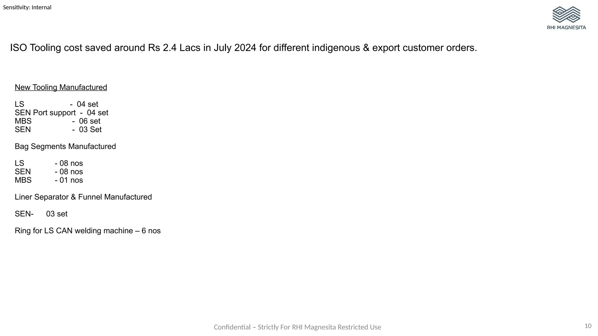 ISO DEPARTMENT REPORT (Tool Room) July 2024 .pptx