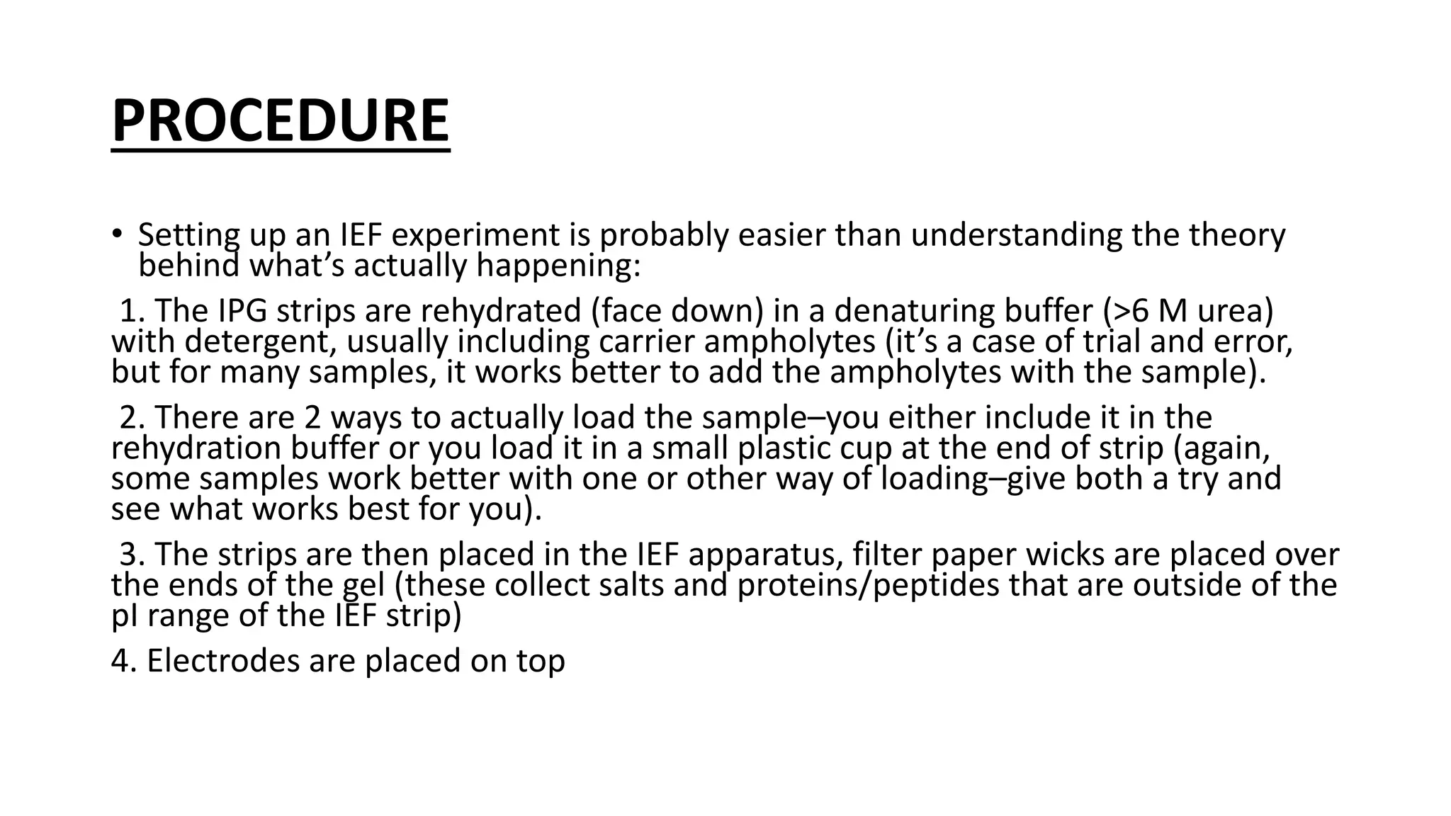 Isoelectric focusing electrophoresis- Principle , procedure and ...
