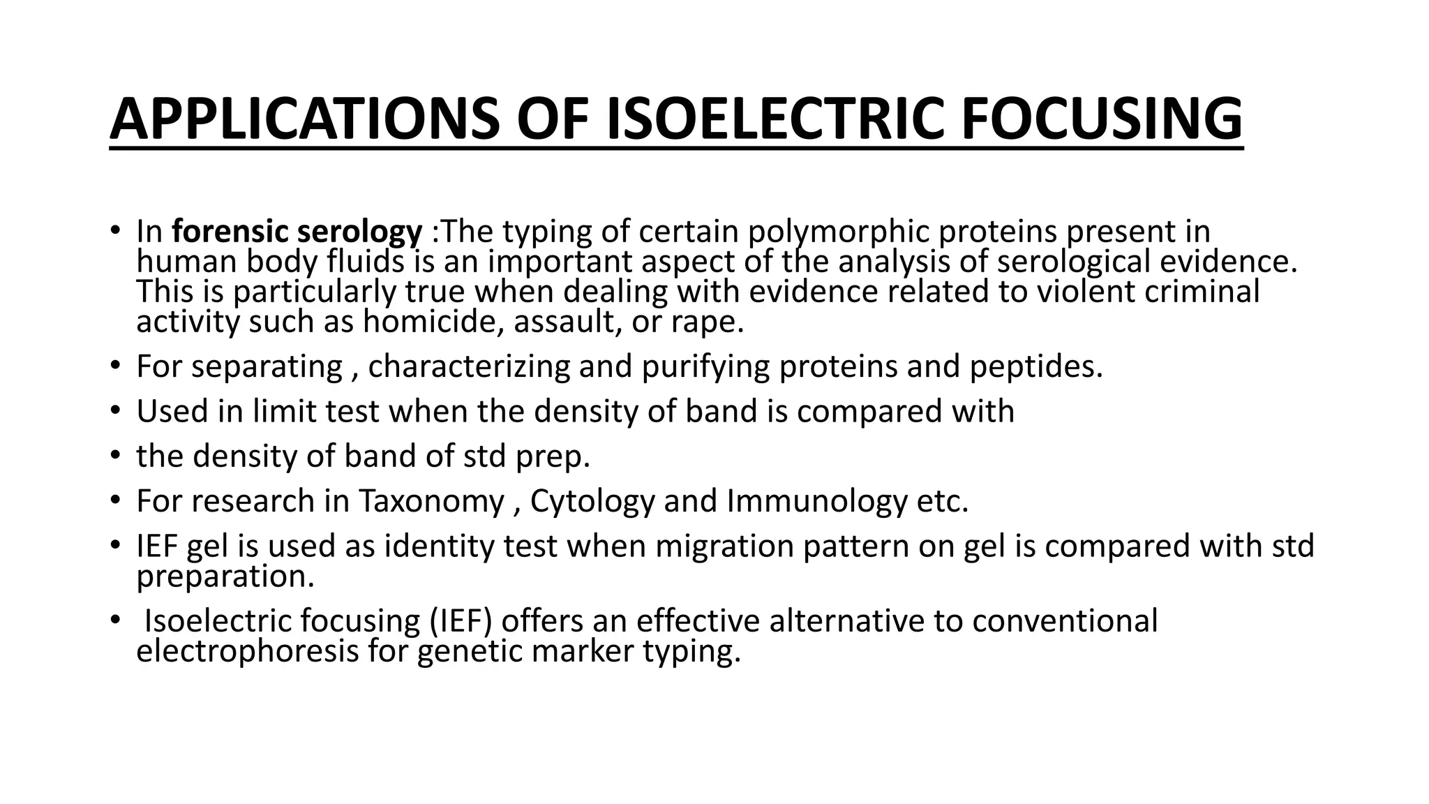 Isoelectric focusing electrophoresis- Principle , procedure and ...