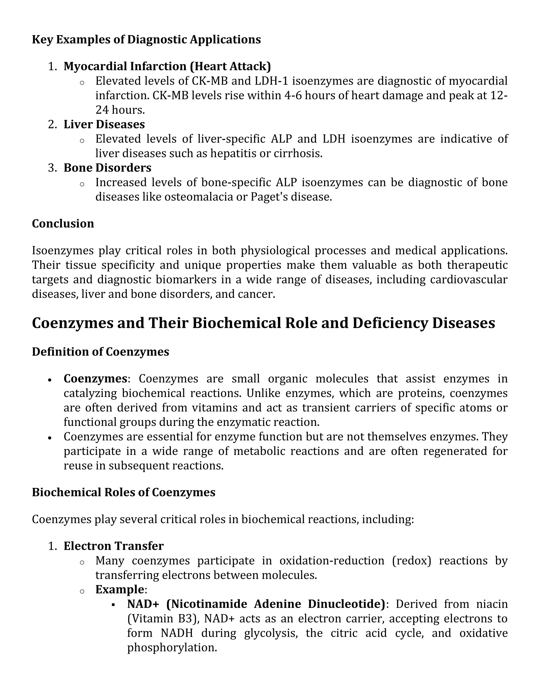 Isoenzymes and Coenzymes / Biochemistry / notes | PDF