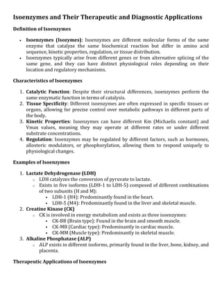 Isoenzymes and Coenzymes / Biochemistry / notes | PDF