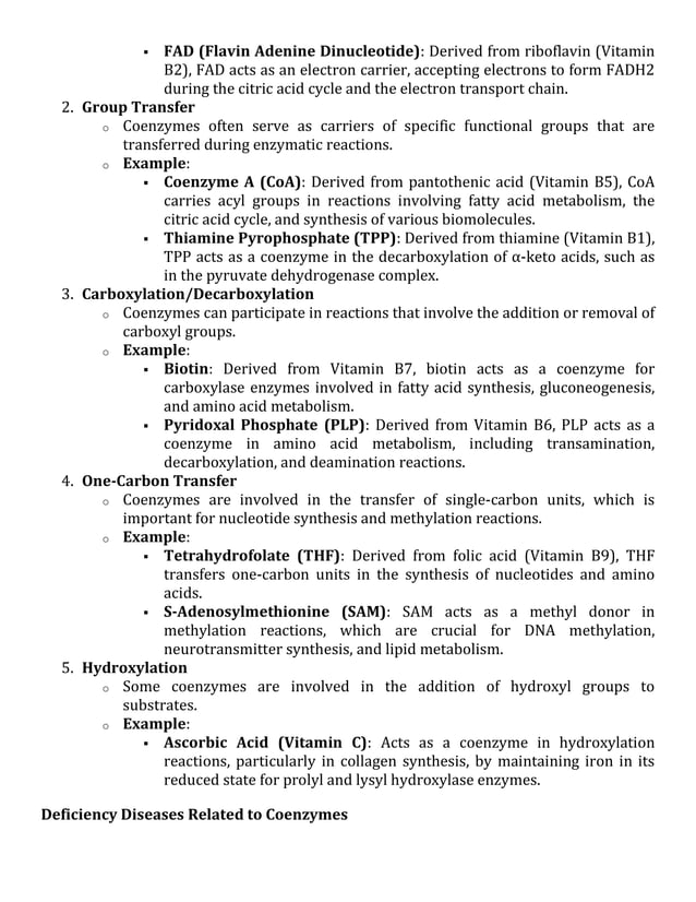Isoenzymes and Coenzymes / Biochemistry / notes | PDF