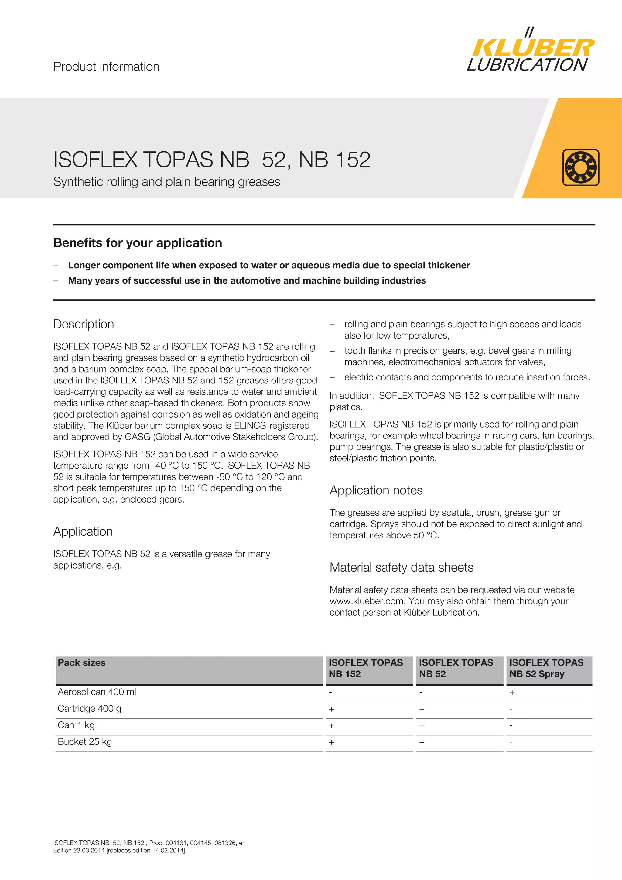Isoflex topas-nb-52-152 | PDF