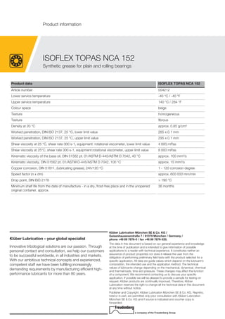 Isoflex topas-nca-152 | PDF