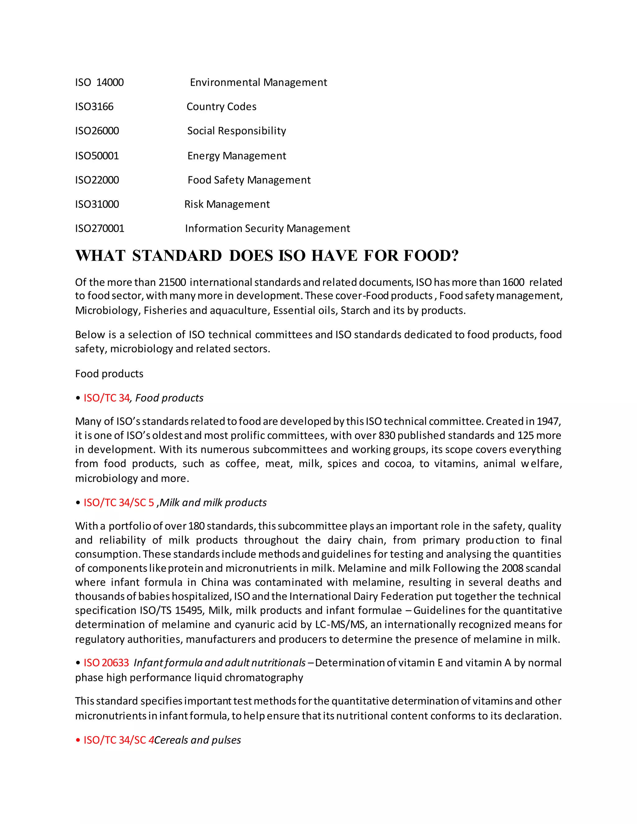 international organisation for standard (iso) and various standards of ...