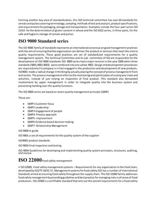 international organisation for standard (iso) and various standards of ...