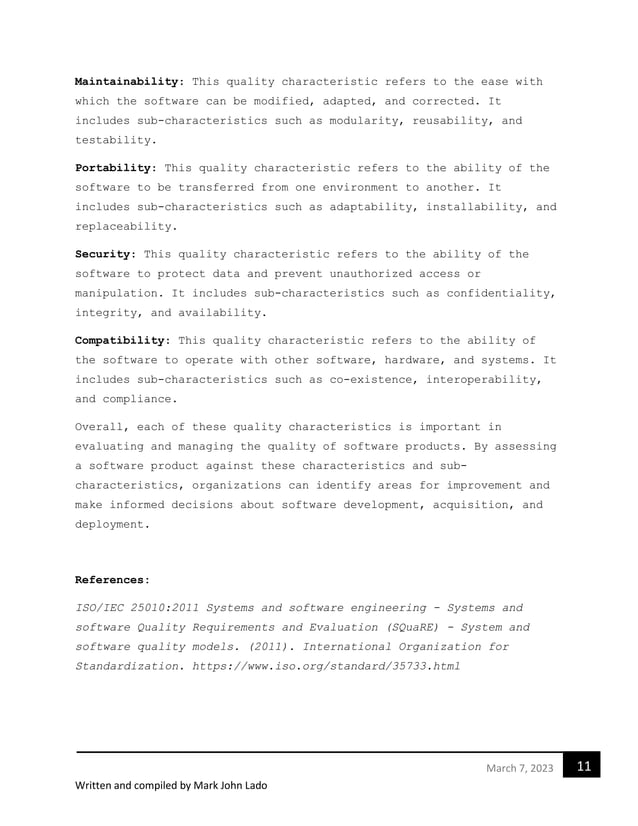 ISO IEC 25010 2011 Systems and Software Quality Requirements and Evaluation SQuaRE Quality Model ...