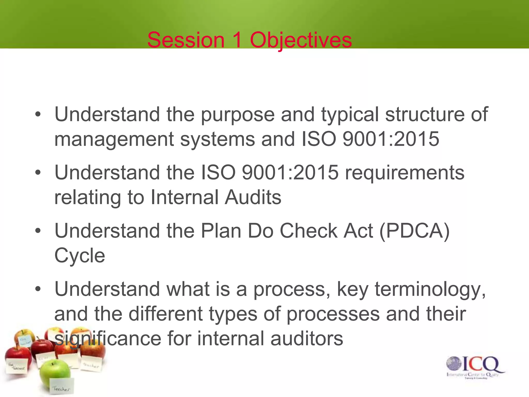 Iso 9001:2015 internal auditor Course | PPTX