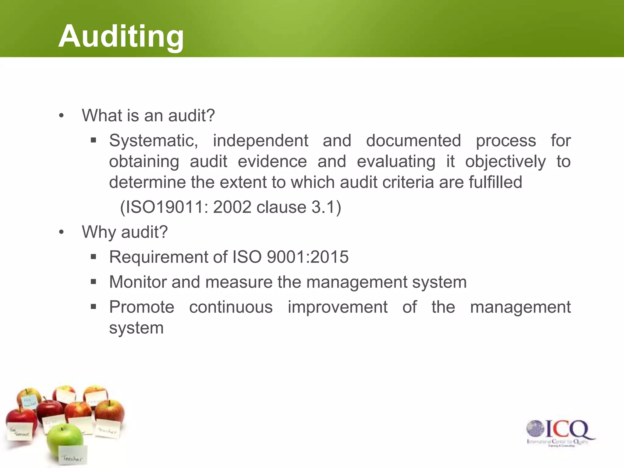 Iso 9001:2015 internal auditor Course | PPTX