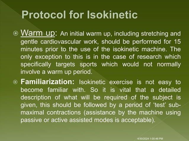 Isokinetic techniques - type of exercise | PPTX