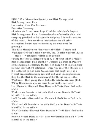 ISOL 533 - Information Security and Risk Management R.docx