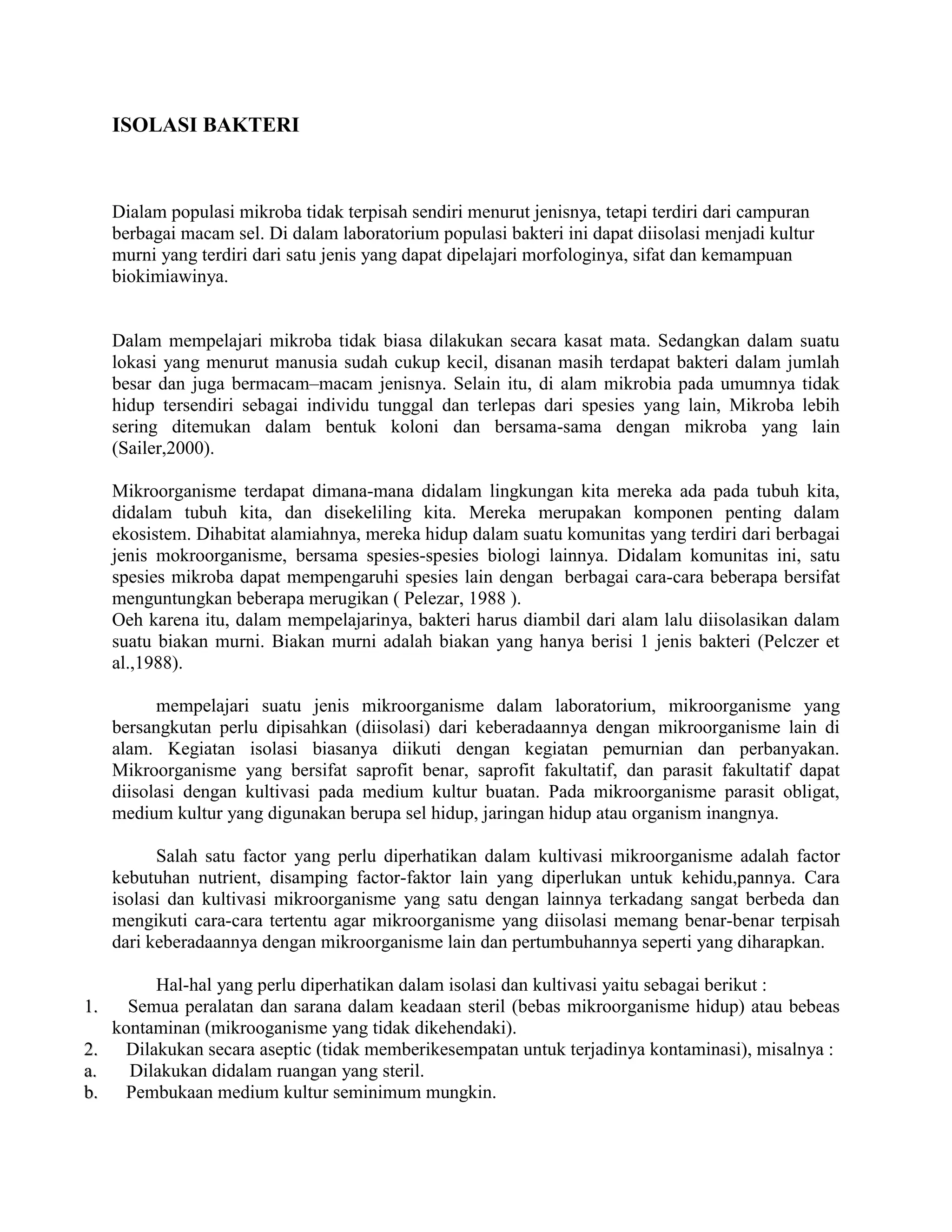 Isolasi bakteri | DOCX