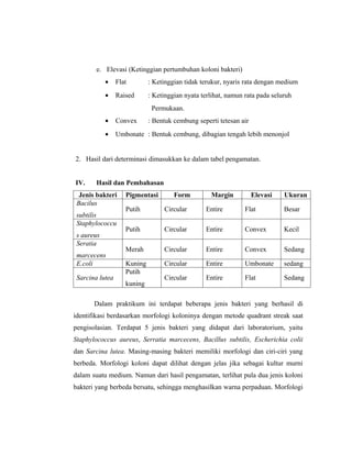 Isolasi dan morfologi koloni bakteri | DOC