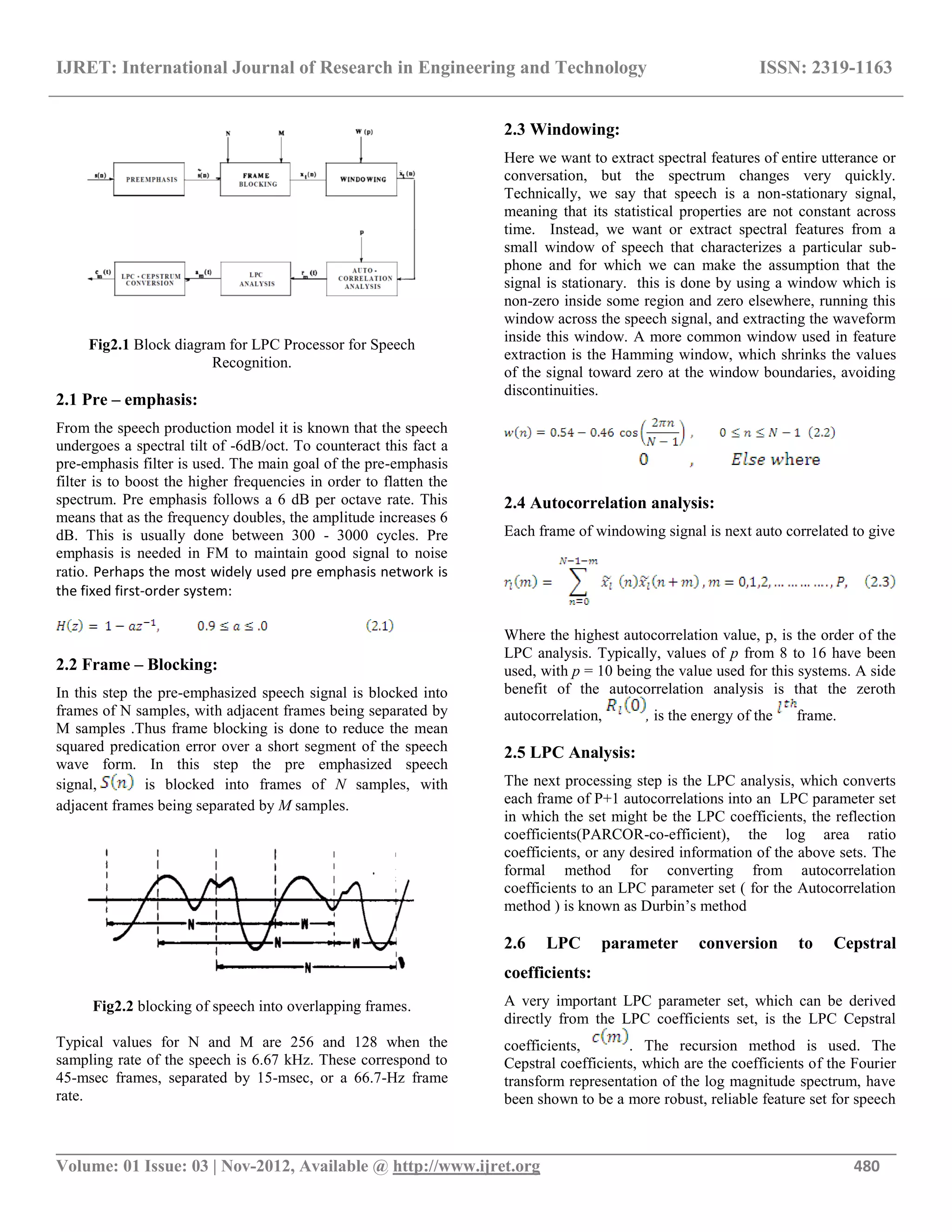 Isolated Word Recognition Using Lpc And Vector Quantization Pdf Digital Audio Computer