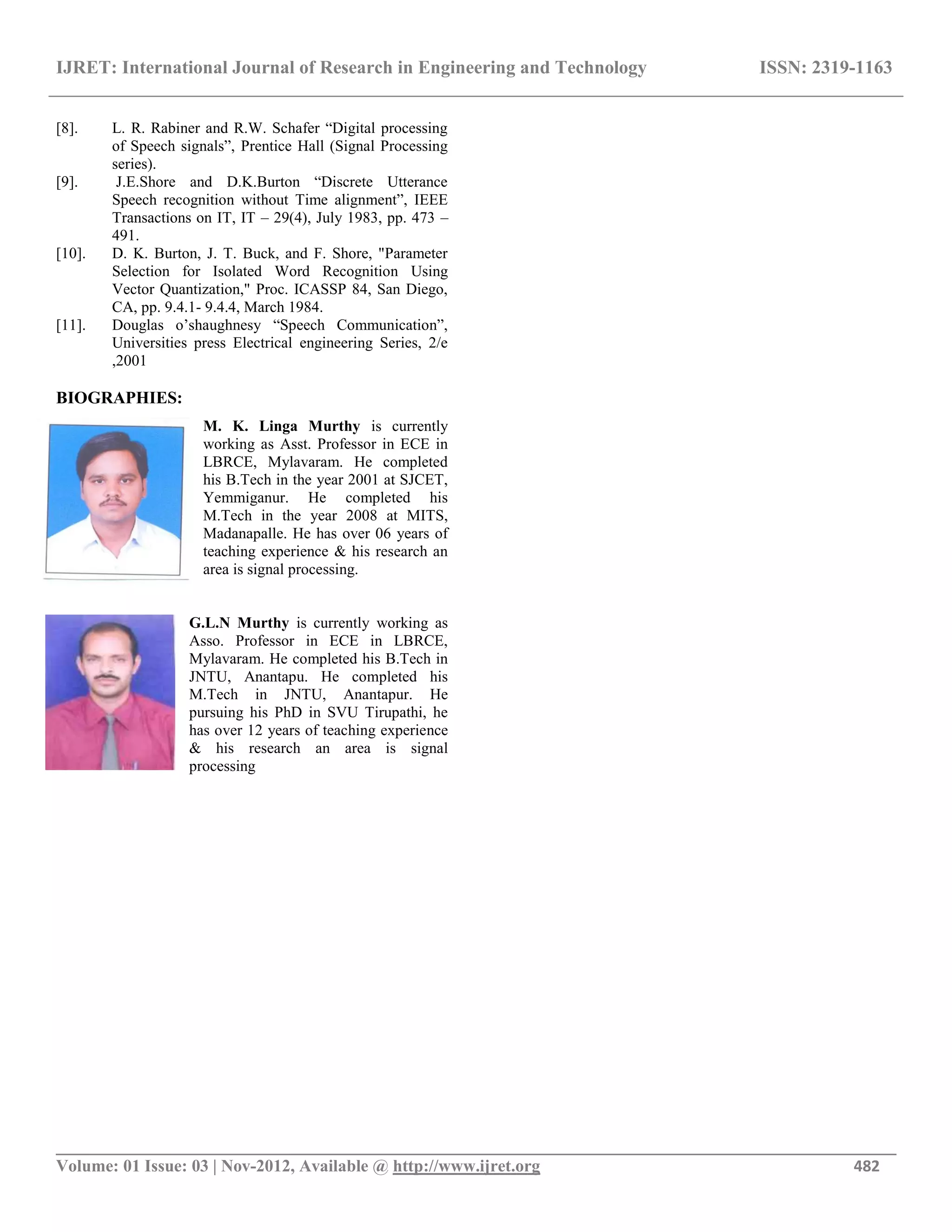 Isolated Word Recognition Using Lpc And Vector Quantization Pdf Digital Audio Computer