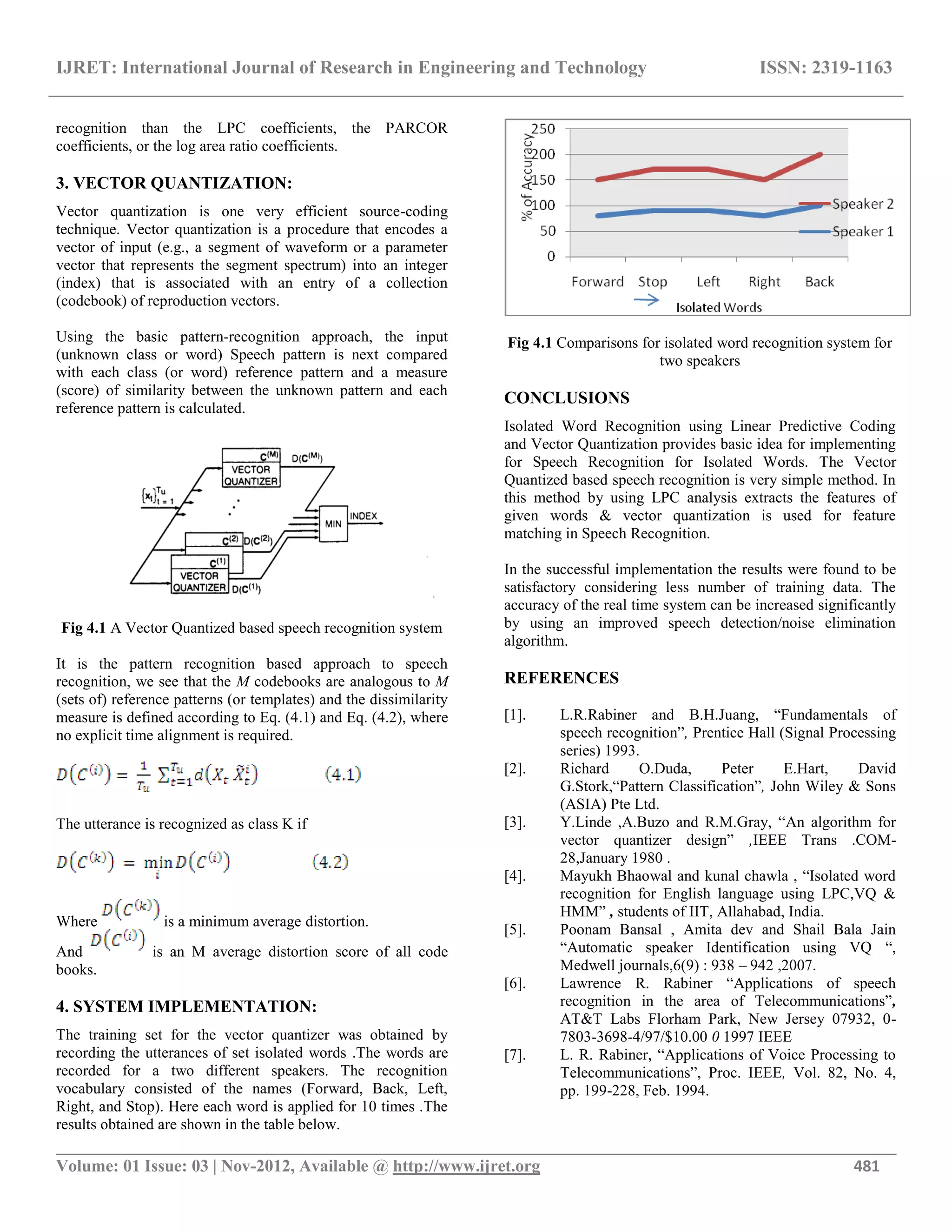 Isolated Word Recognition Using Lpc And Vector Quantization Pdf