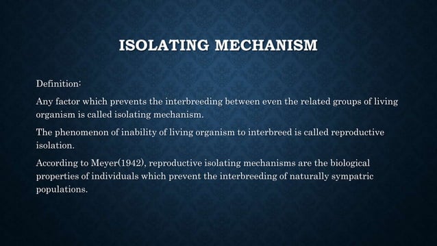 Isolating mechanism and speciation in time 1 | PPTX