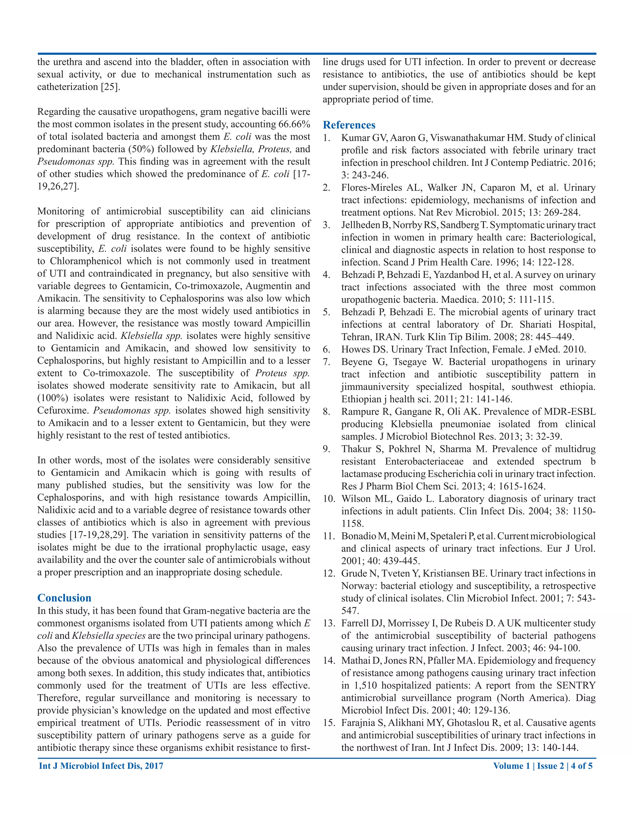 IBacterial Pathogens Causing Urinary Tract Infections and Their Antimicrobial Susceptibility | PDF