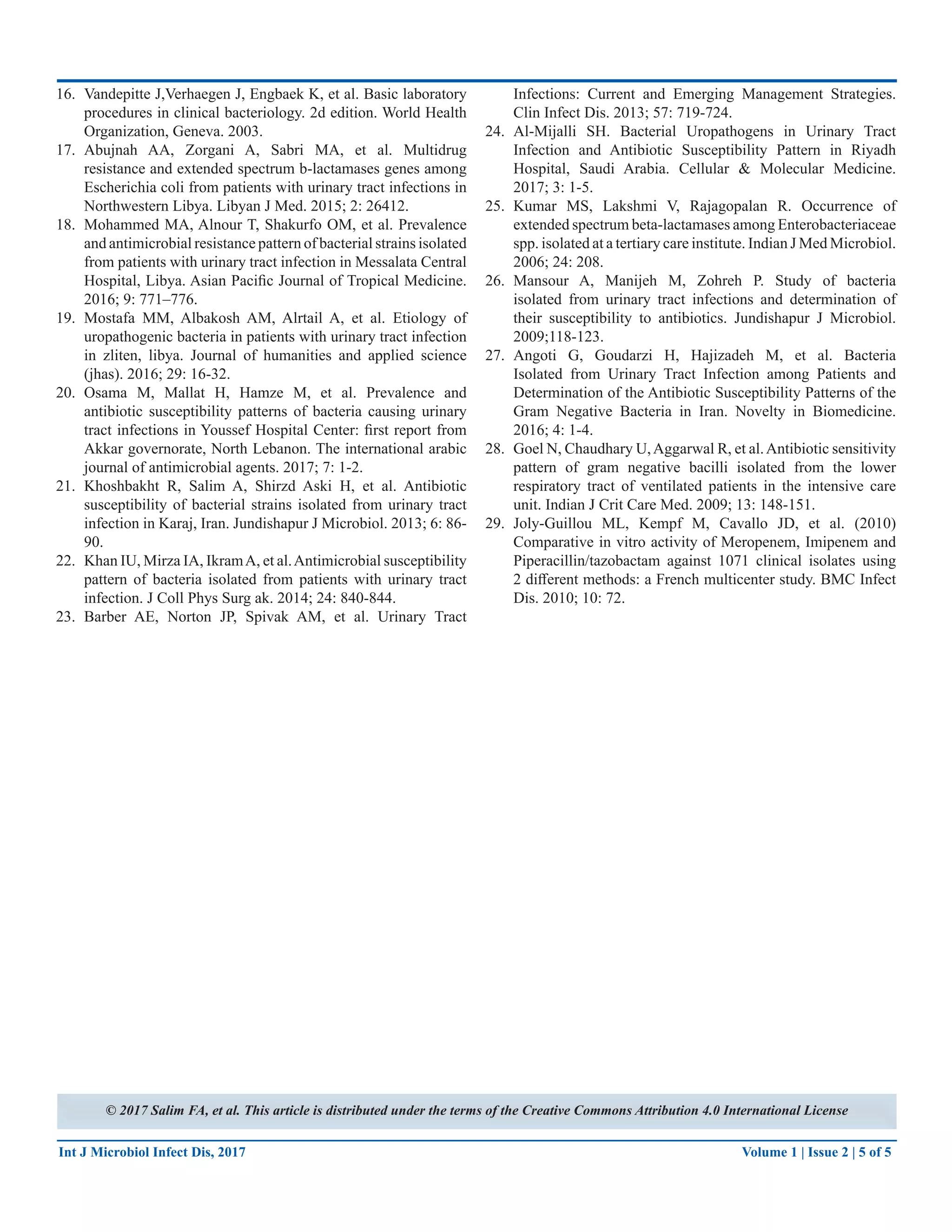 IBacterial Pathogens Causing Urinary Tract Infections and Their Antimicrobial Susceptibility | PDF