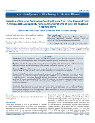 IBacterial Pathogens Causing Urinary Tract Infections and Their ...