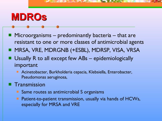 Isolation Precautions for MDROs | PPT | Infectious Diseases | Diseases ...