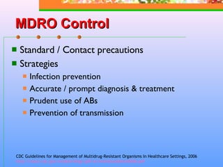 Isolation Precautions for MDROs | PPT