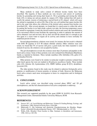 Isolation and analytical characterization of local malaysian leech ...