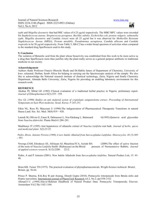 Isolation and bioactivity of pentacyclic triterpenoid (betunilic acid ...