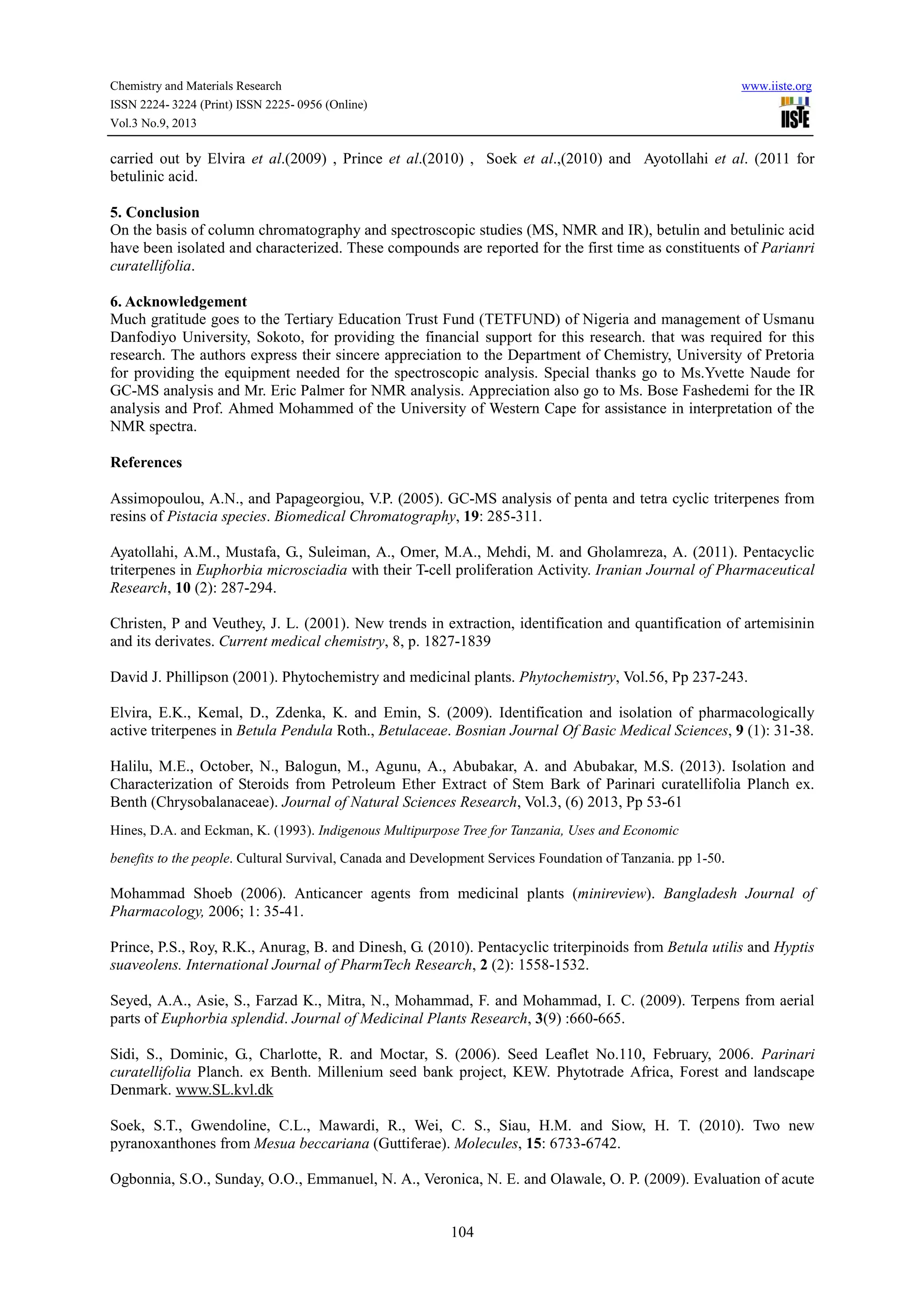 Isolation and characterization of triterpenes from petroleum | PDF