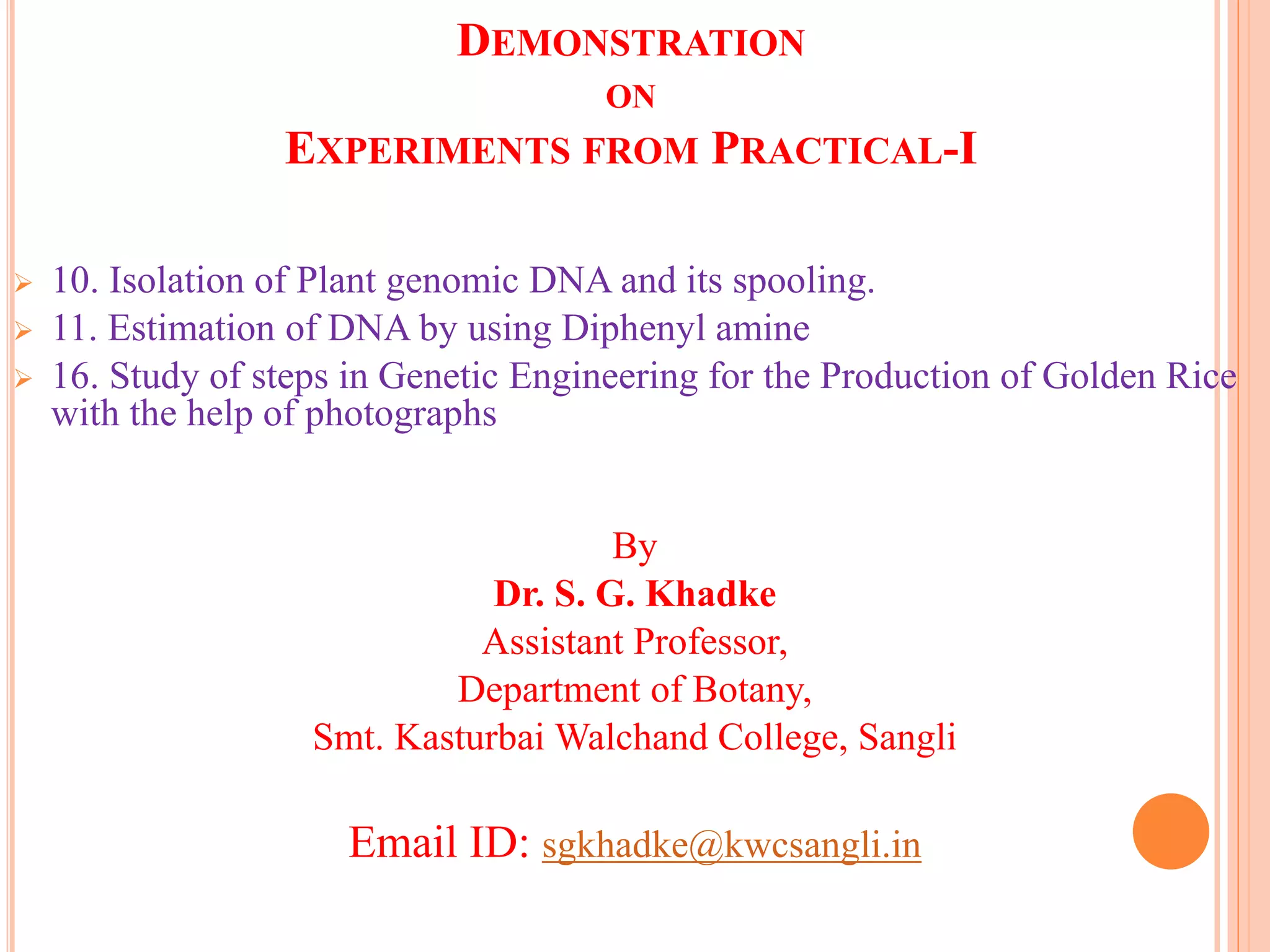 Isolation of plant genomic DNA | PPT