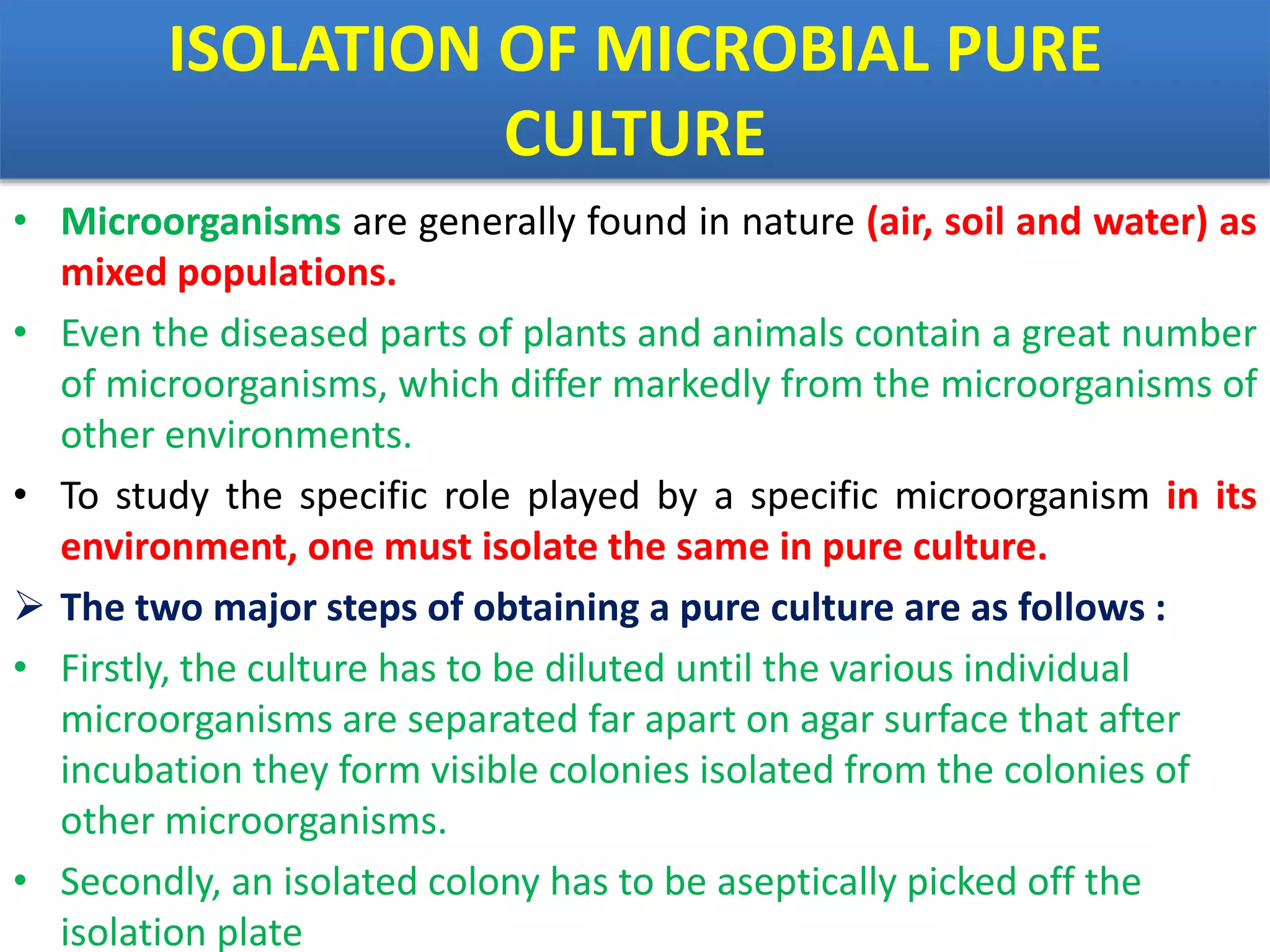 Isolation and preservation of microorganism bacteria | PPTX
