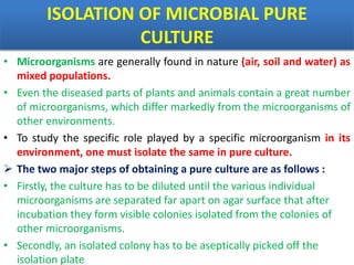 Isolation and preservation of microorganism bacteria | PPTX