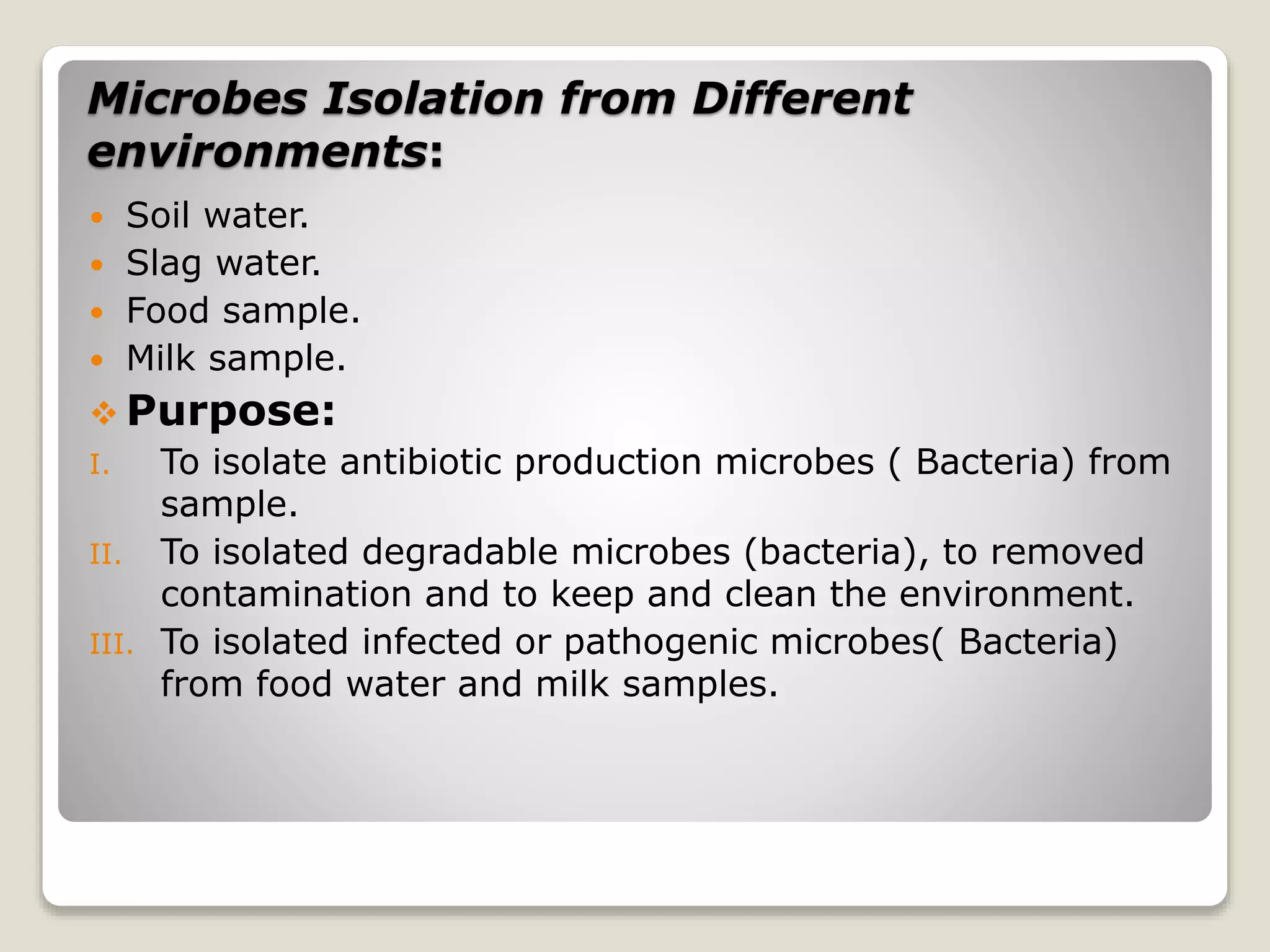 isolation and screening of microbes from different environment.pptx