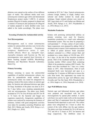 Isolation and Screening of Soil Actinomycetes for Antimicrobial ...