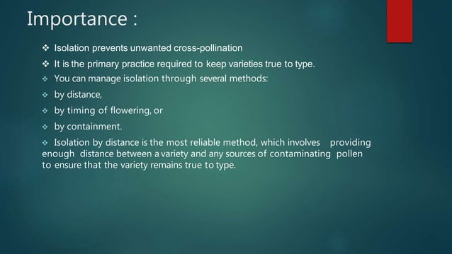 Isolation Distance and it's Importance in seed Production | PPTX