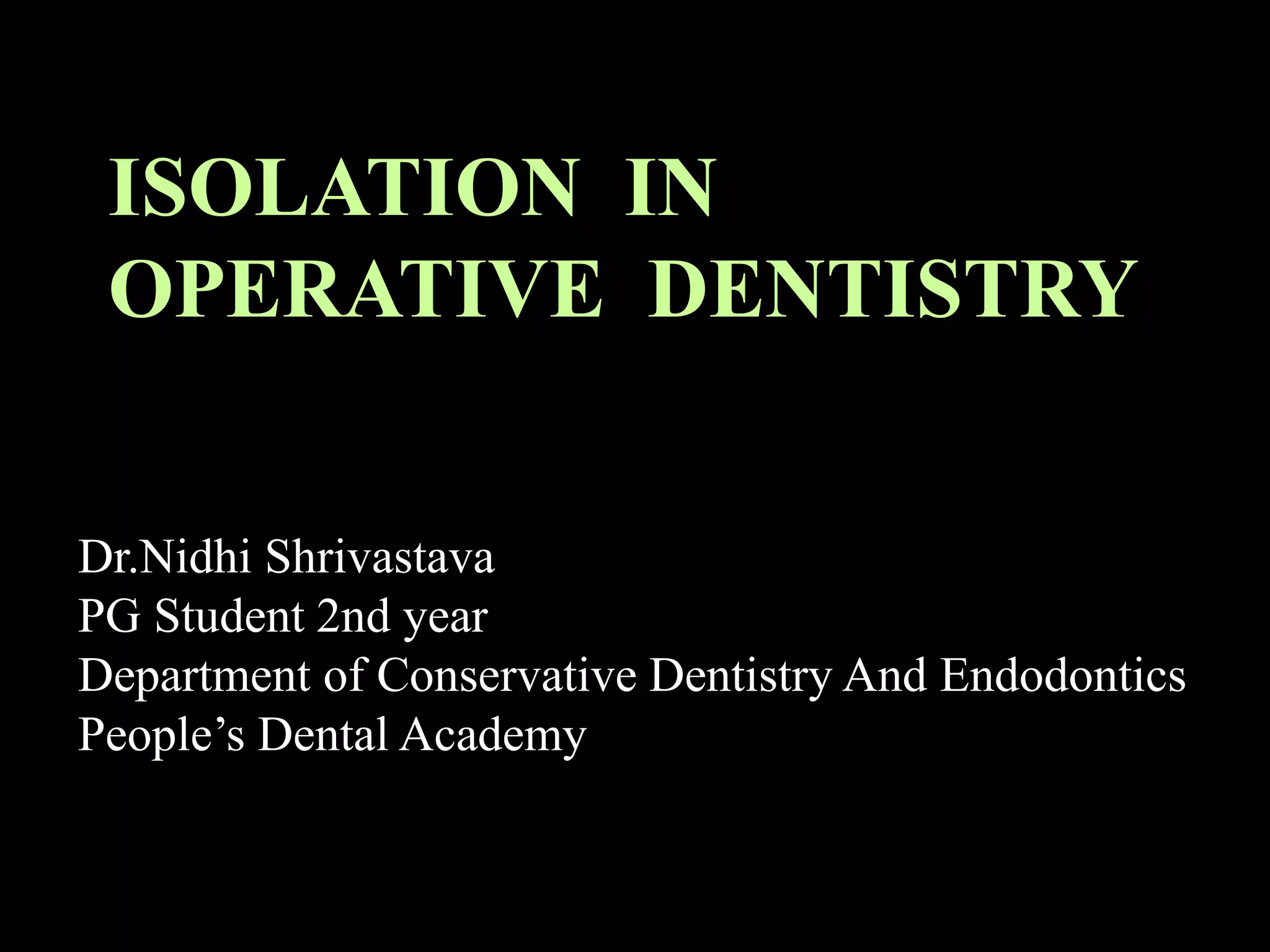Isolation final seminar | PPTX