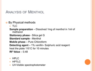 Isolation Identification and analysis of Menthol.pptx