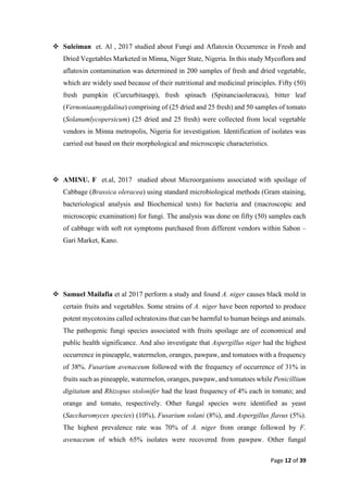 Isolation, identification and characterization of fungi from stored vegetables elufer akram | PDF