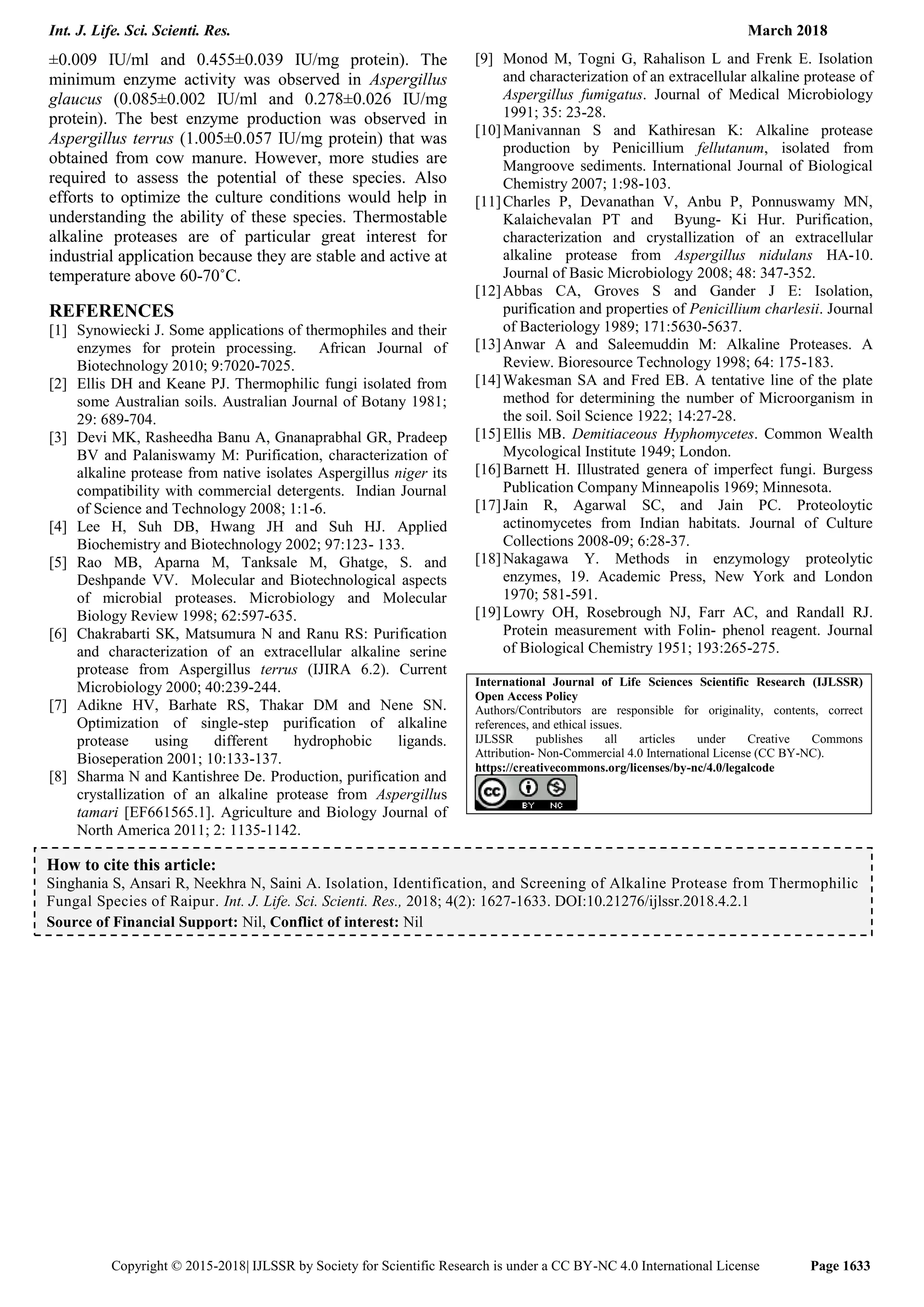 Isolation, identification and screening of alkaline protease from ...