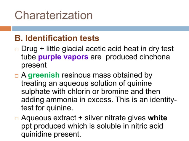 ISOLATION IDENTIFICATION of alkaloids atropine and quinine.pptx ...